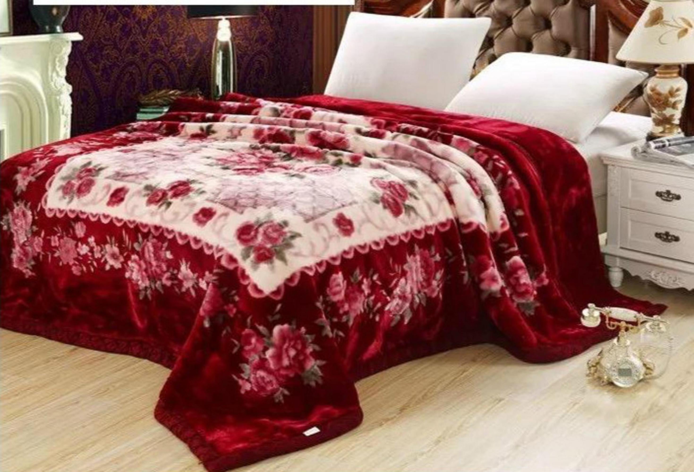Warm Heavy Plush Korean Style Mink Raschel Blanket 2 Ply 2 Sides