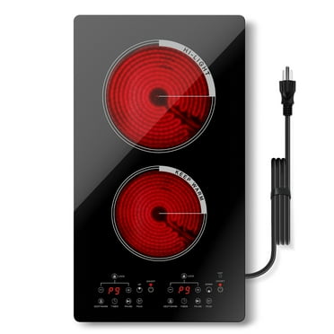 Electric Double Burner Hot Plate, 1800W Cast Iron Countertop Cooktop ...