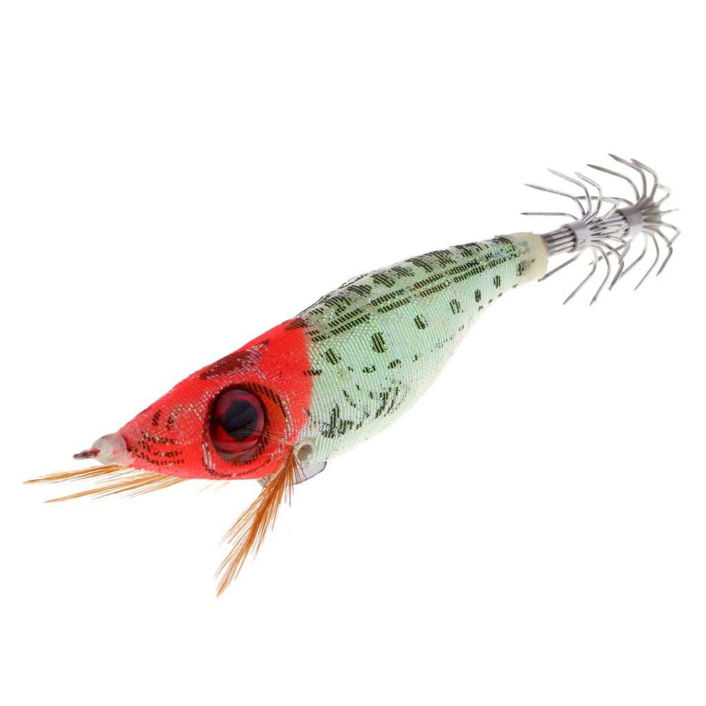 Resplandor en anzuelos de calamar shamjiam señuelo cebo con Cola 10 cm ...