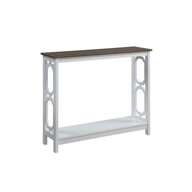 Omega Console Table with Shelf Driftwood/White - Walmart.com