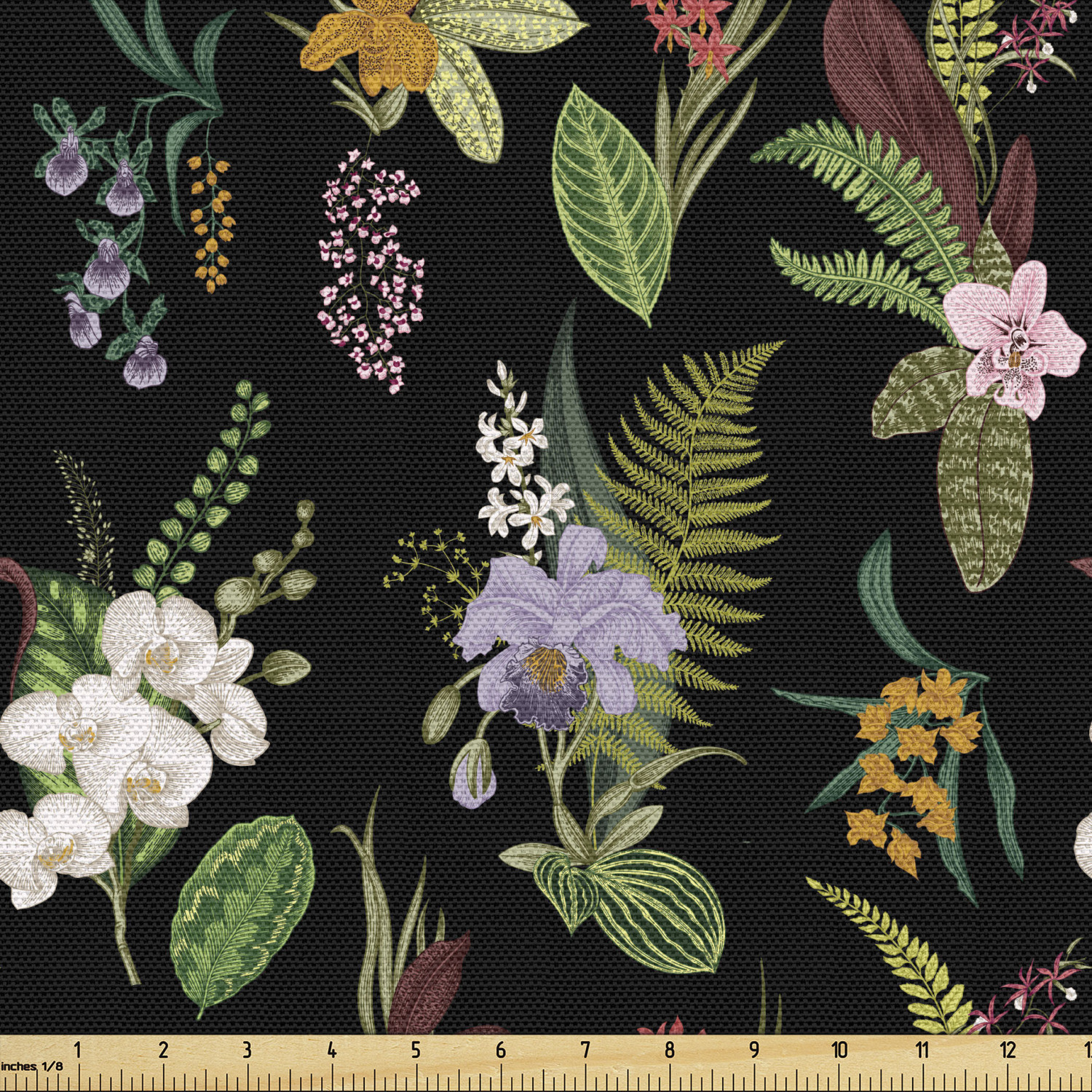 Flower Fabric by the Yard Exotic Nature Composition Botanical Elements ...