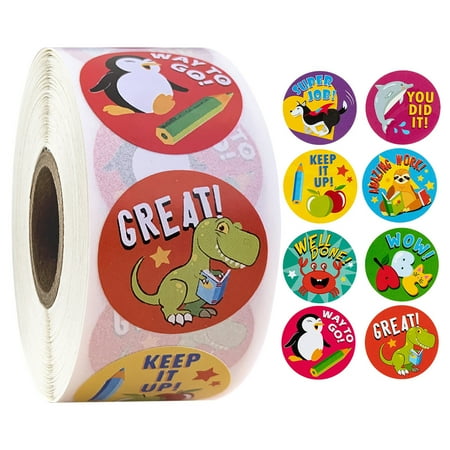 500 Incentive Stickers Adorable Round Animal Encouraging Stickers ...
