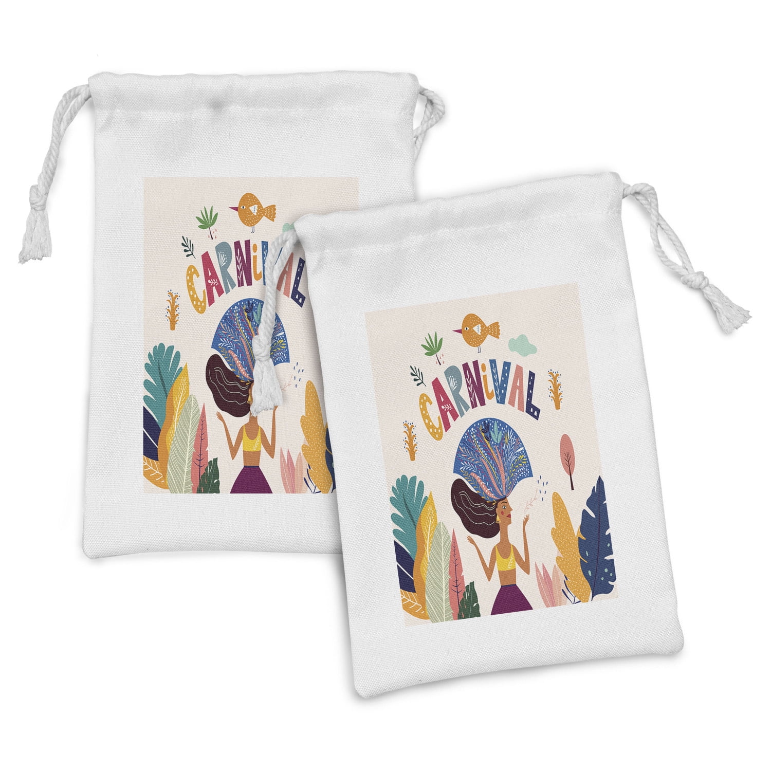 Carnival Fabric Pouch Set of 2, Brazil National Fest Spring Welcoming ...