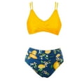 Ophpy High Waisted Bikini Sets For Women Front Cross Ruched Two Piece