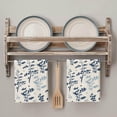 3 Pack Farm Navy Blue Leaves Kitchen Towels Country Style Plant Leaf ...