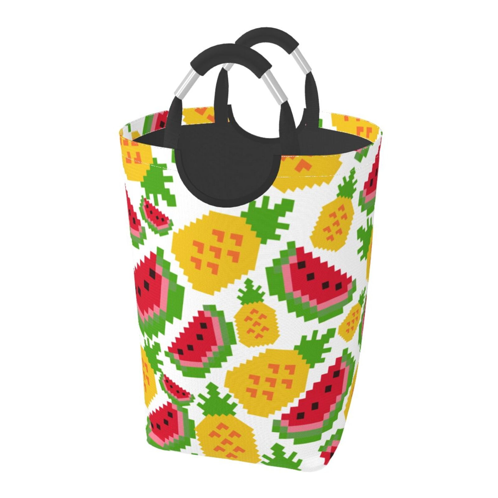 XMXT Large Collapsible Laundry Hamper, Pineapple Watermelon Pixel Print ...