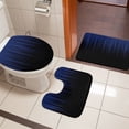 3 Piece Bathroom Rug Set, Navy Blue Black Lines Non Slip Bath Mat with ...