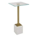 Moss + Fig Marble Drink Table | White Marble and Brushed Brass End ...