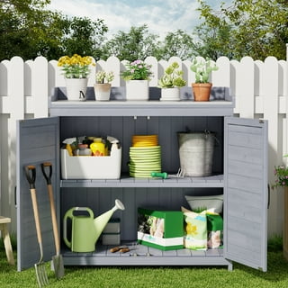 Outsunny Potting Bench Table, Garden Work Bench, Workstation with Metal ...