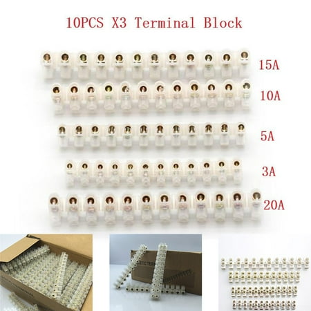 10PCS 12 Way CONNECTOR STRIP 3 Amp TO 20 Amp CHOC Block Terminal ...