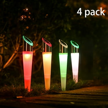 Outdoor Solar Pathway Lights, 4 Pack Bright Color Changing LED Solar ...