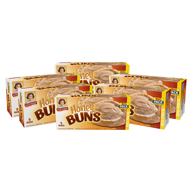 Little Debbie Honey Buns, 6 Big Pack Boxes, 54 Individually Wrapped ...