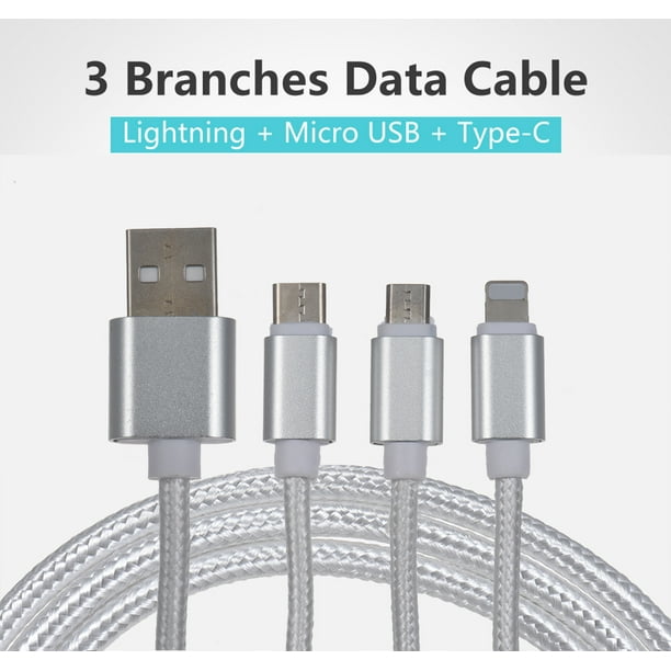 3.3Ft USB 2.0 a Micro USB + Tipo C + | Walmart en línea