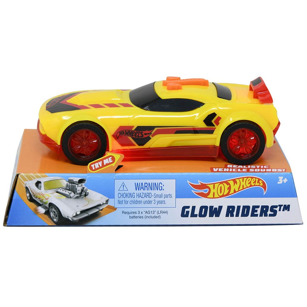 Hot Wheels Glow Riders on platform box- Yellow - Walmart.com