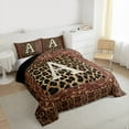 jejeloiu Letter A Monogrammed Twin Comforter Sets,Chic Leopard Print ...
