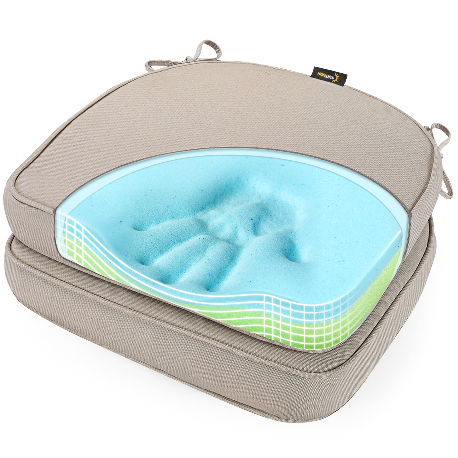SUNROX Gel Memory Foam Chair Cushions, FadeShield Water-, Stain ...