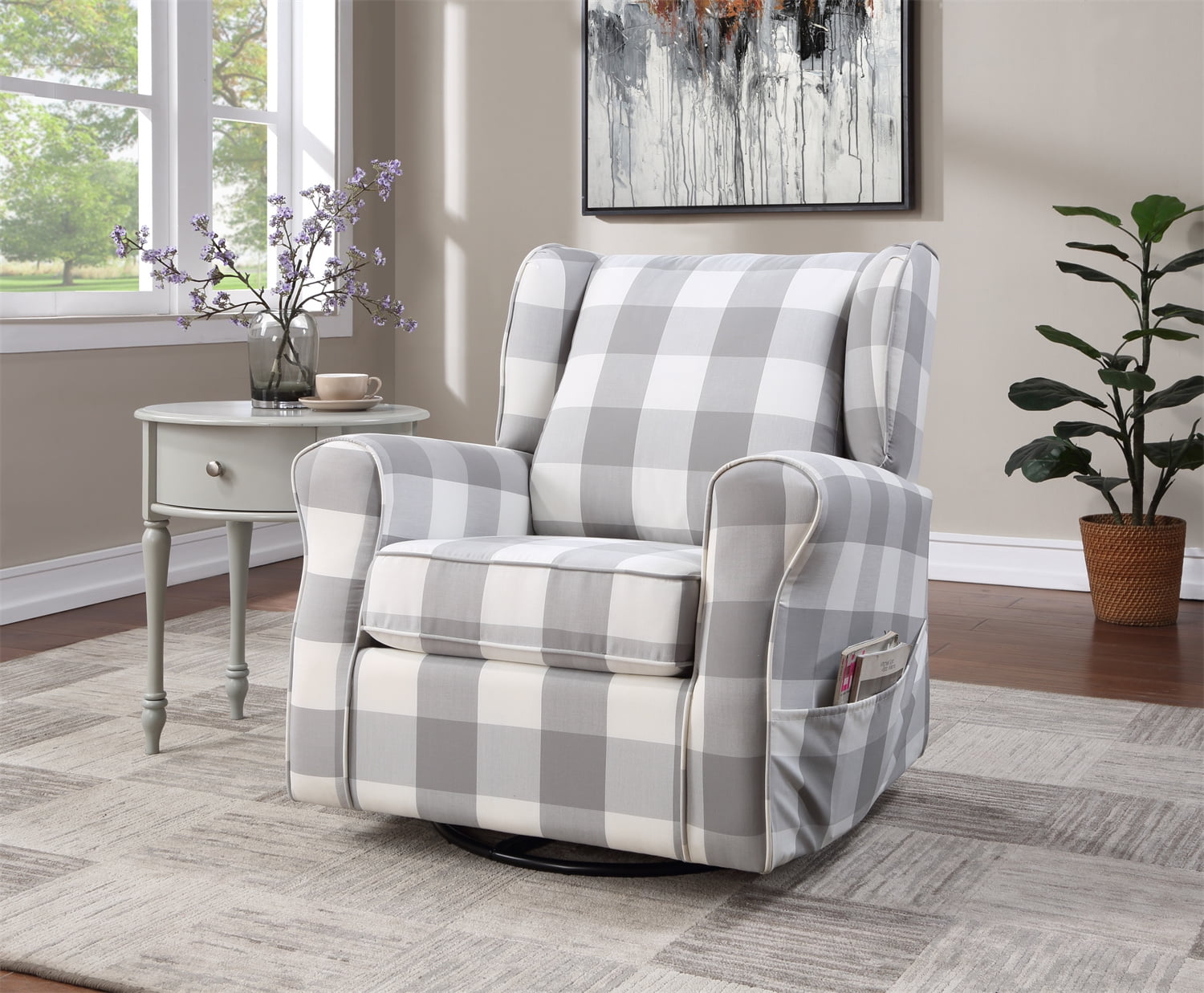 Swivel Accent Chair Glider Chair, Upholstered Armchair Lounge Chair ...