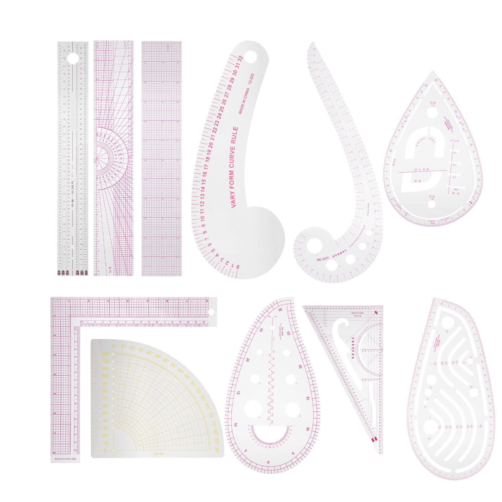 Regla de confección, juego de reglas de costura, juego de reglas de ...