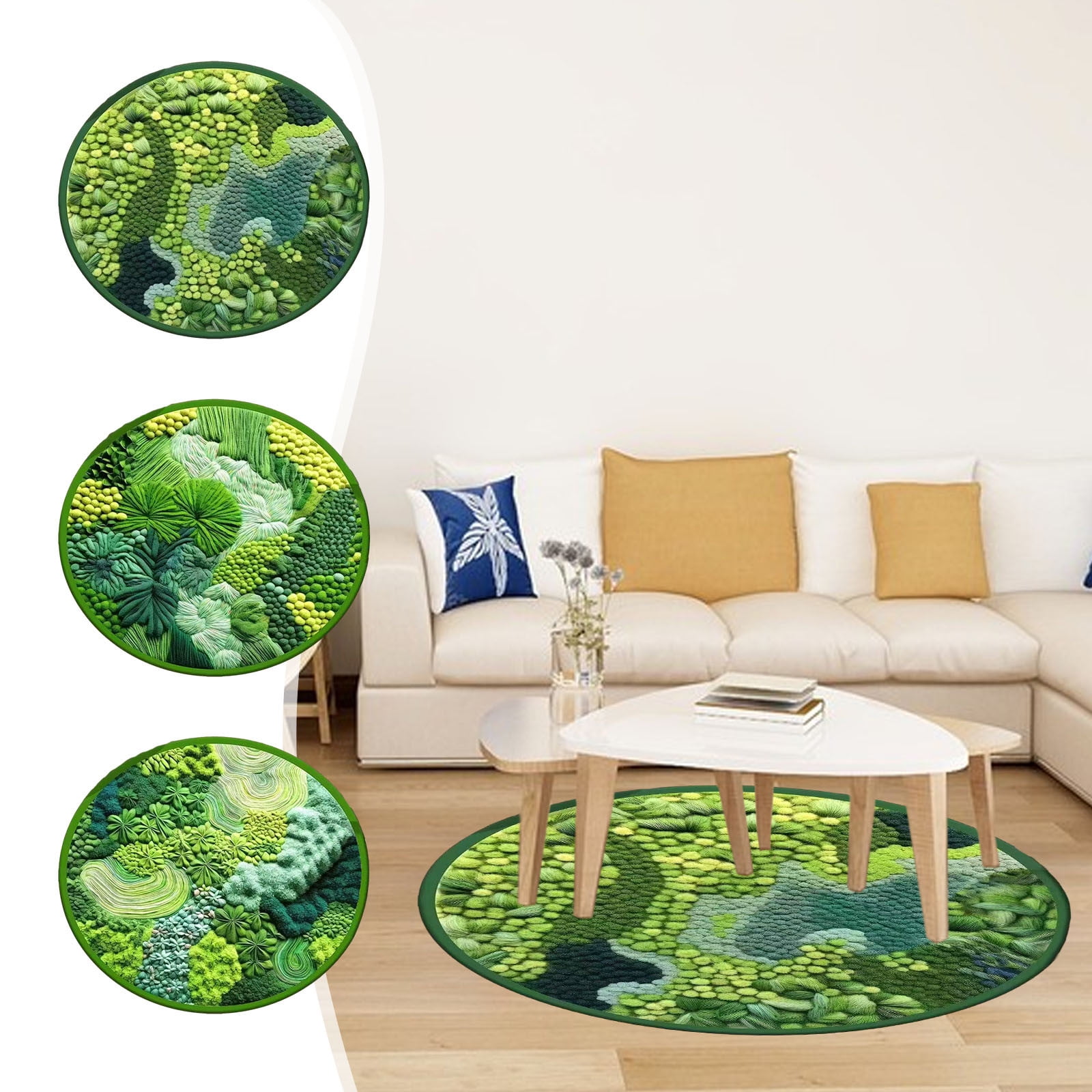 Click here for Kloer Non-Slip Round Moss Rug - Soft Imitation Gre... prices