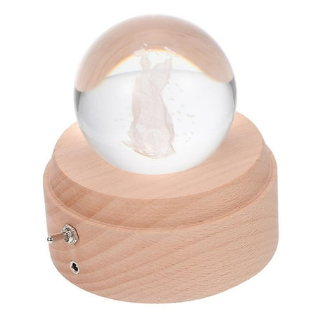 1 Set Crystal Ball In-carved Led Music Box Home Projection Wood Led ...