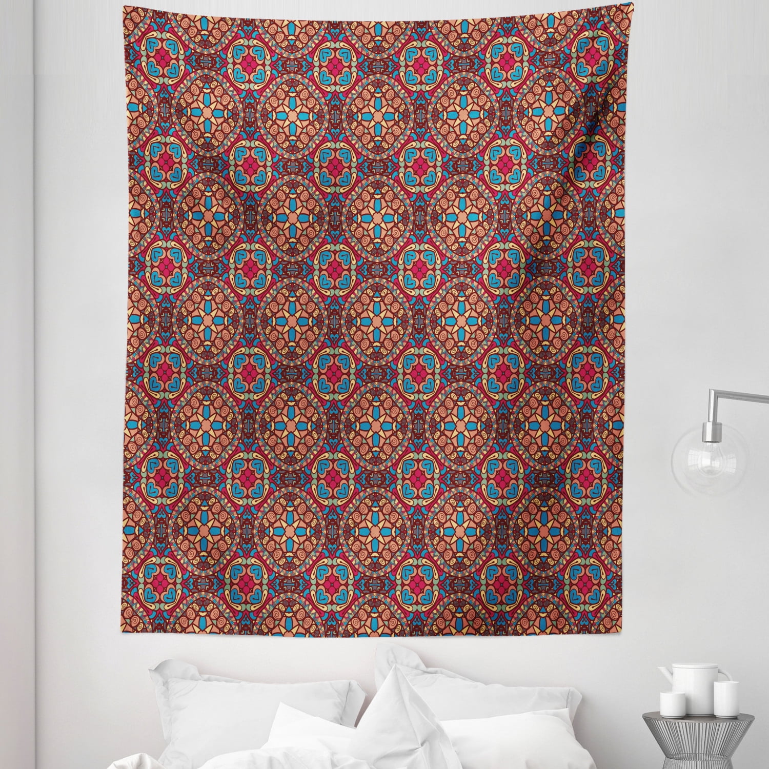 Bohemic Tapestry, Retro Bohemic Eastern Image with Vivid Colorful ...