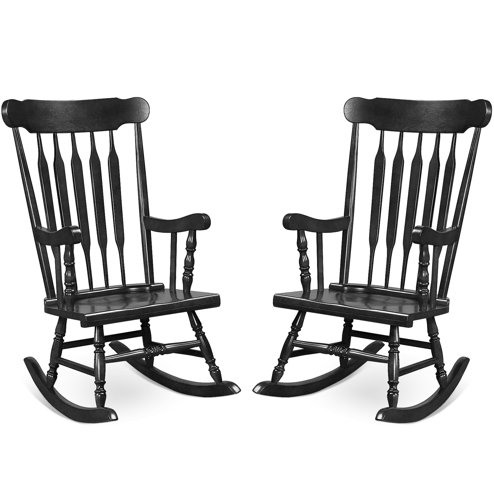 Costway Set of 2 Wood Rocking Chair Porch Rocker Indoor Outdoor Seat ...