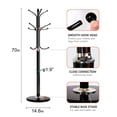 Black Metal Coat & Hat Rack with Marble Base, Free Standing Hall Tree ...