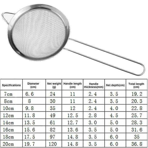 Fine Mesh Strainer for Kitchen Mesh Sieve; Food Sifter; Stainless Steel ...
