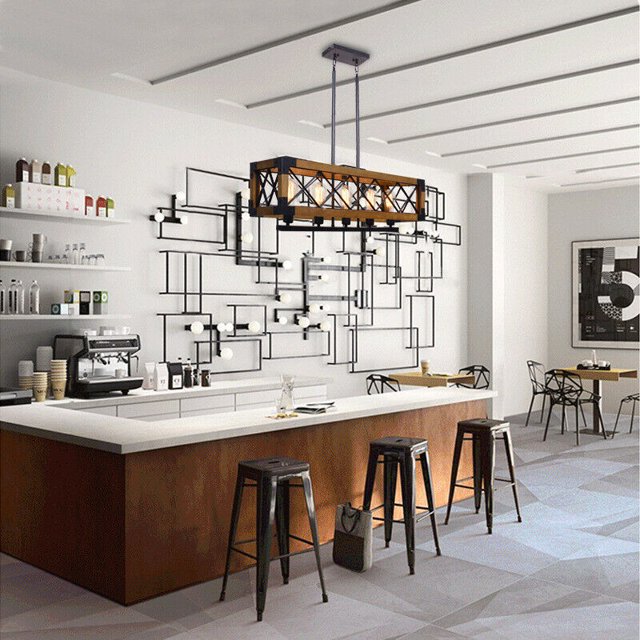 Farmhouse Wood Chandelier Kitchen Island Pendant Light Fixture Ceiling ...