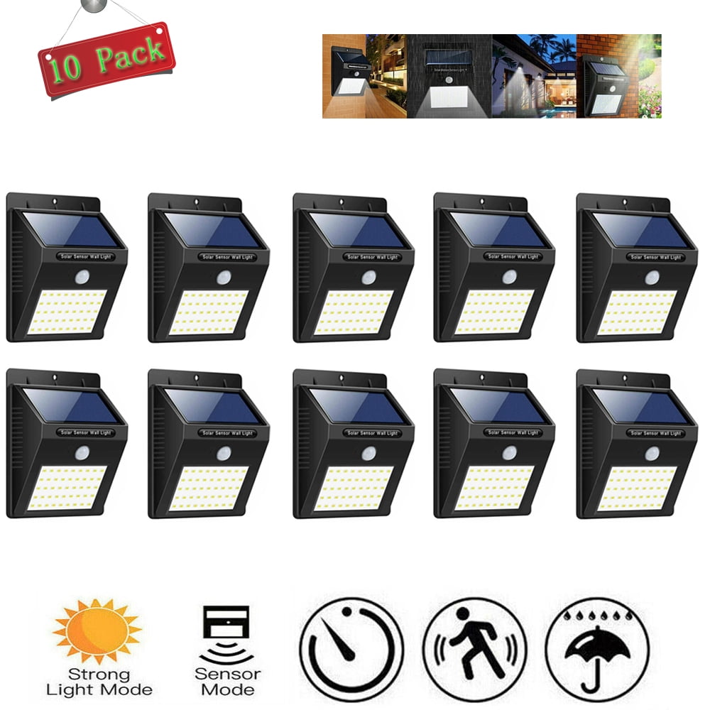 CJC Solar Lights Outdoor Solar Motion Sensor Lights, 40 LED/10 Pack, 3 ...