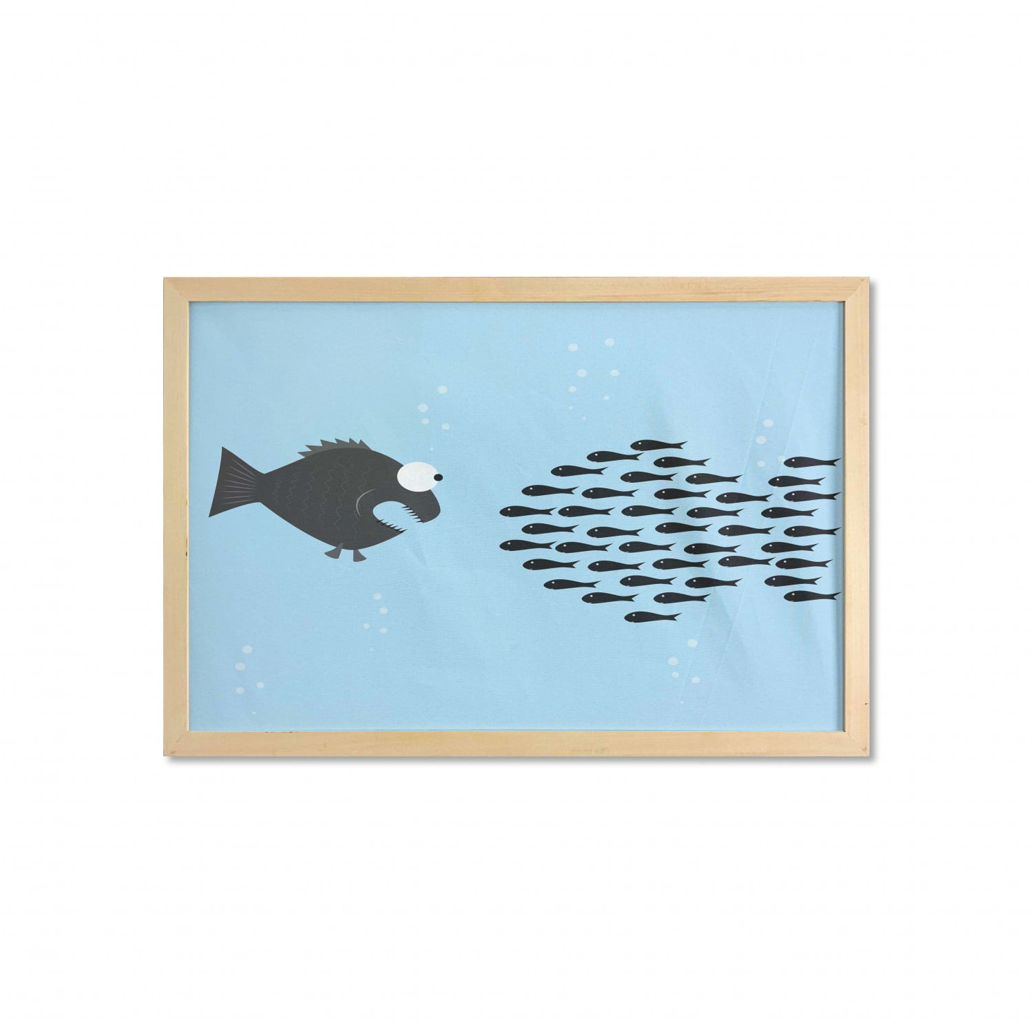 Fish Wall Art with Frame, Little Fishes United to Fight with Big Fish ...
