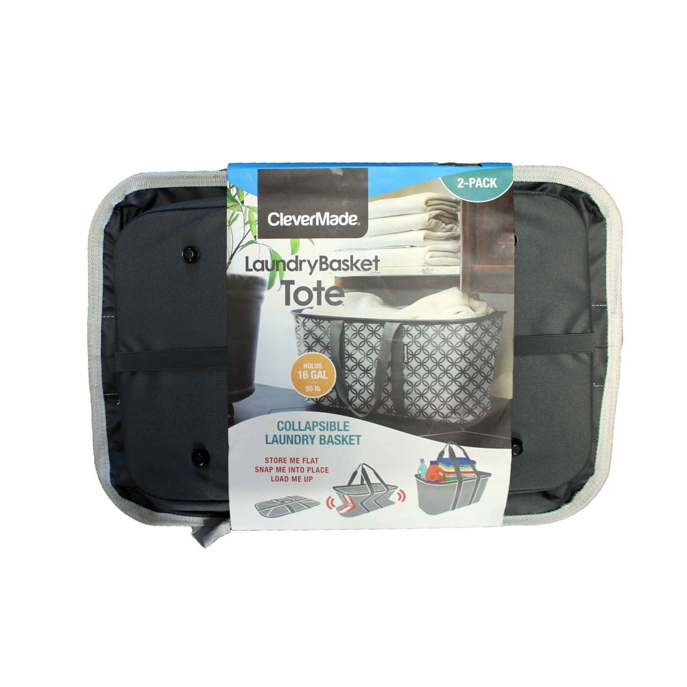 CleverMade 2-Pack Collapsible Laundry Basket Tote With Handles ...