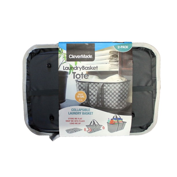 CleverMade 2-Pack Collapsible Laundry Basket Tote With Handles ...