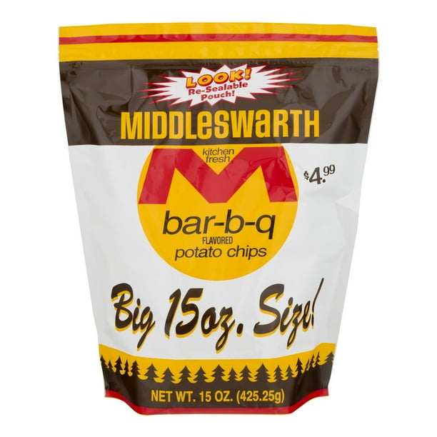 Middleswarth Bar-B-Q Potato Chips Big Size, 15 Oz. - Walmart.com ...