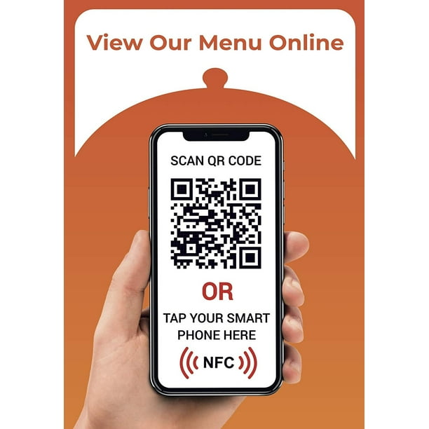 Touchless Menu - QR Code and NFC Tag - View Menus Online - Two-Sided Contactless Decal - Perfect ...