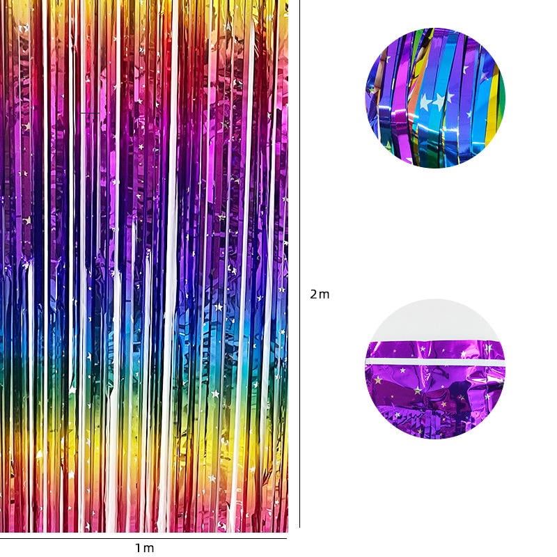 Click here for Yuan Ou Sparkly Rainbow Gradient Tinsel Foil Fring... prices