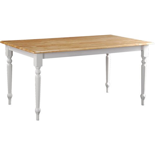 Boraam Farmhouse Rectangular Wood Dining Table, White/Natural Finish ...