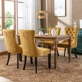 Oduse Daily 4 Pcs Yellow Velvet Dining Chairs Upholstered Solid Wood
