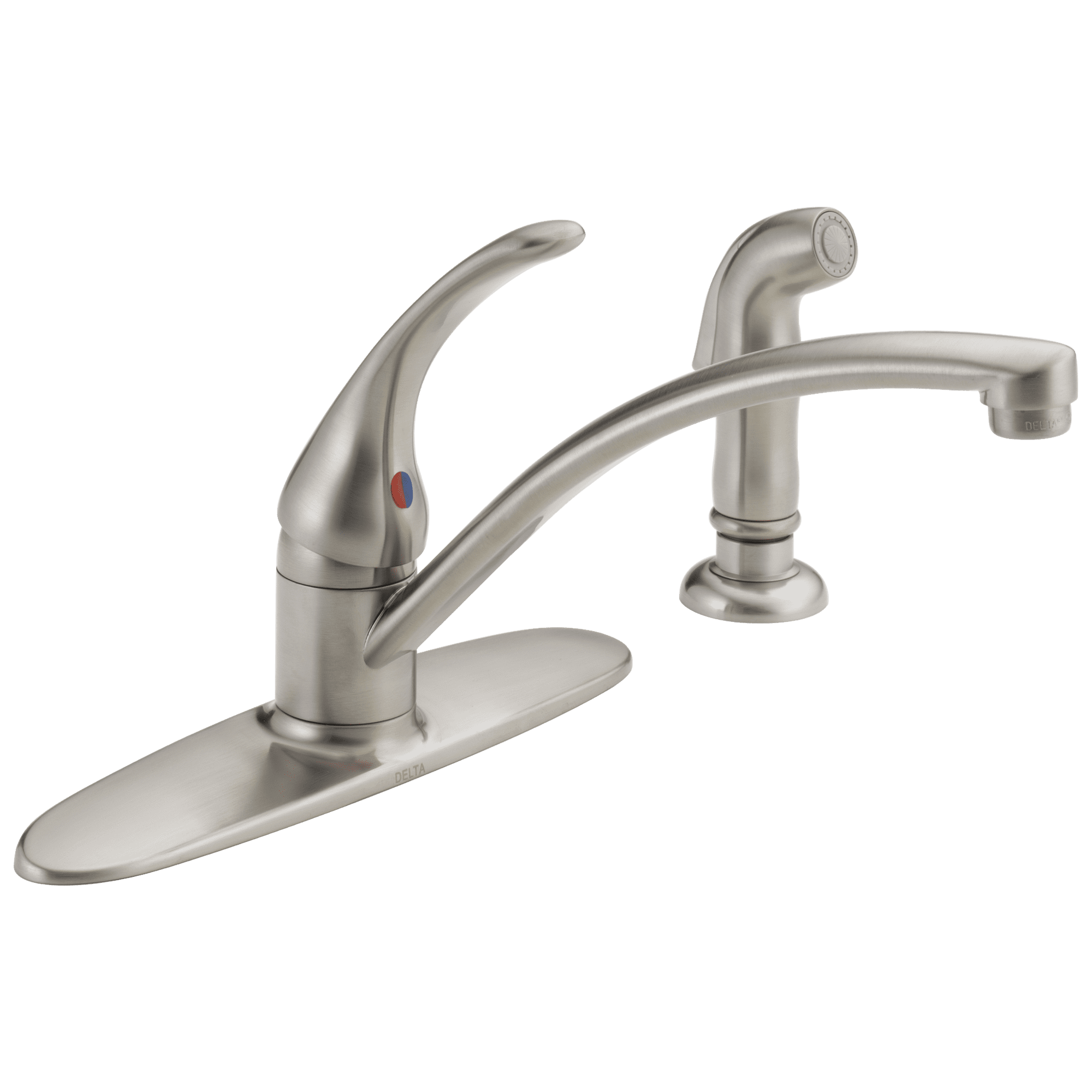Foundations Single Handle Kitchen Faucet with Spray in Stainless ...