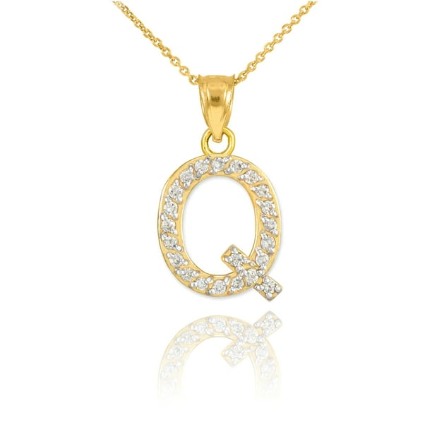 GOLD LETTER "Q" DIAMOND INITIAL PENDANT NECKLACE : 14K Pendant with 18 ...