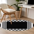Black Square 3FT Round Area Rugs Graphic Retro Black White Checkered ...