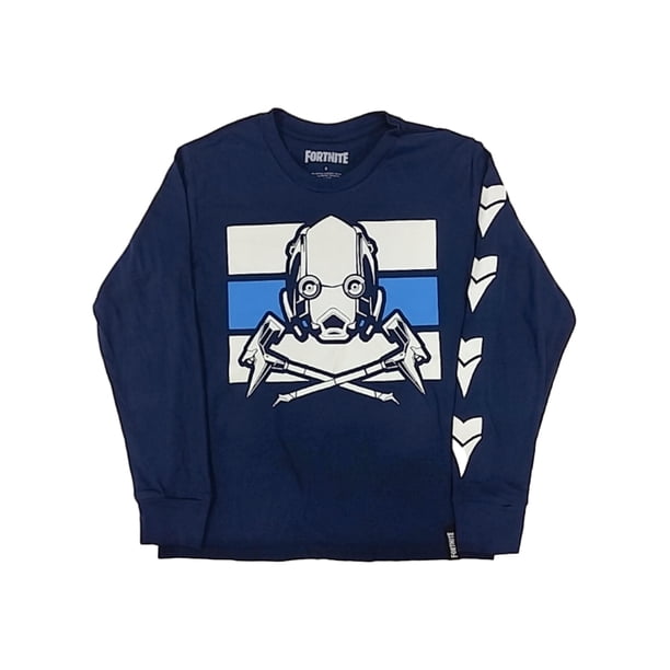 Fortnite Boys Navy Gas Mask Wild Card Skin Long Sleeve Video Game T ...