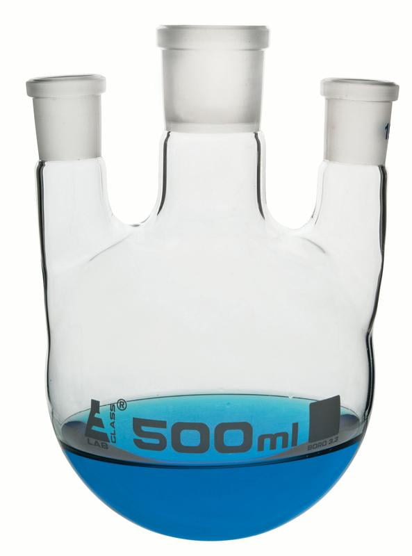 Distillation Flask with 3 Parallel Necks, 500ml Capacity, 24/29 Center ...