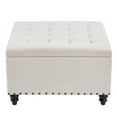 Huimo Furniture Large 30 Inch Square Storage Ottoman Bench Beige
