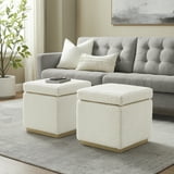 Linon Elta Square Storage Ottoman, Natural Sherpa - Walmart.com