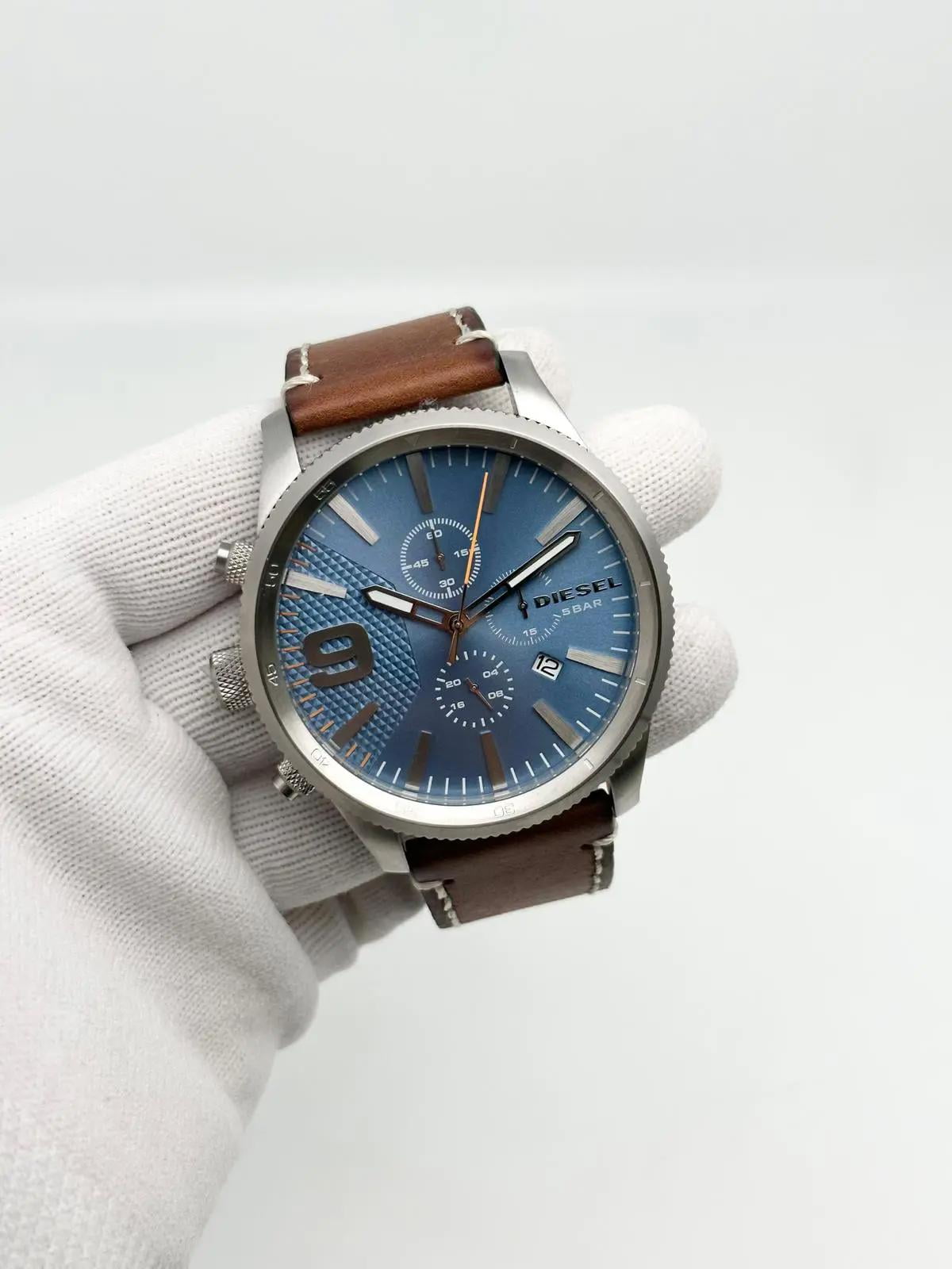 Diesel Rasp Oversized Chronograph Steel Blue Dial Quartz Men Watch ...