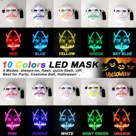 Halloween LED Light Mask Up Mask Smiling Face Scary Mask Sealed Mouth ...