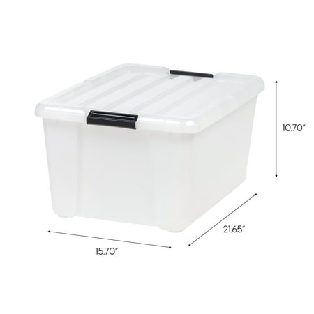 IRIS USA 45 QT Plastic Storage Box with Buckles, Pearl, 4 Pack ...