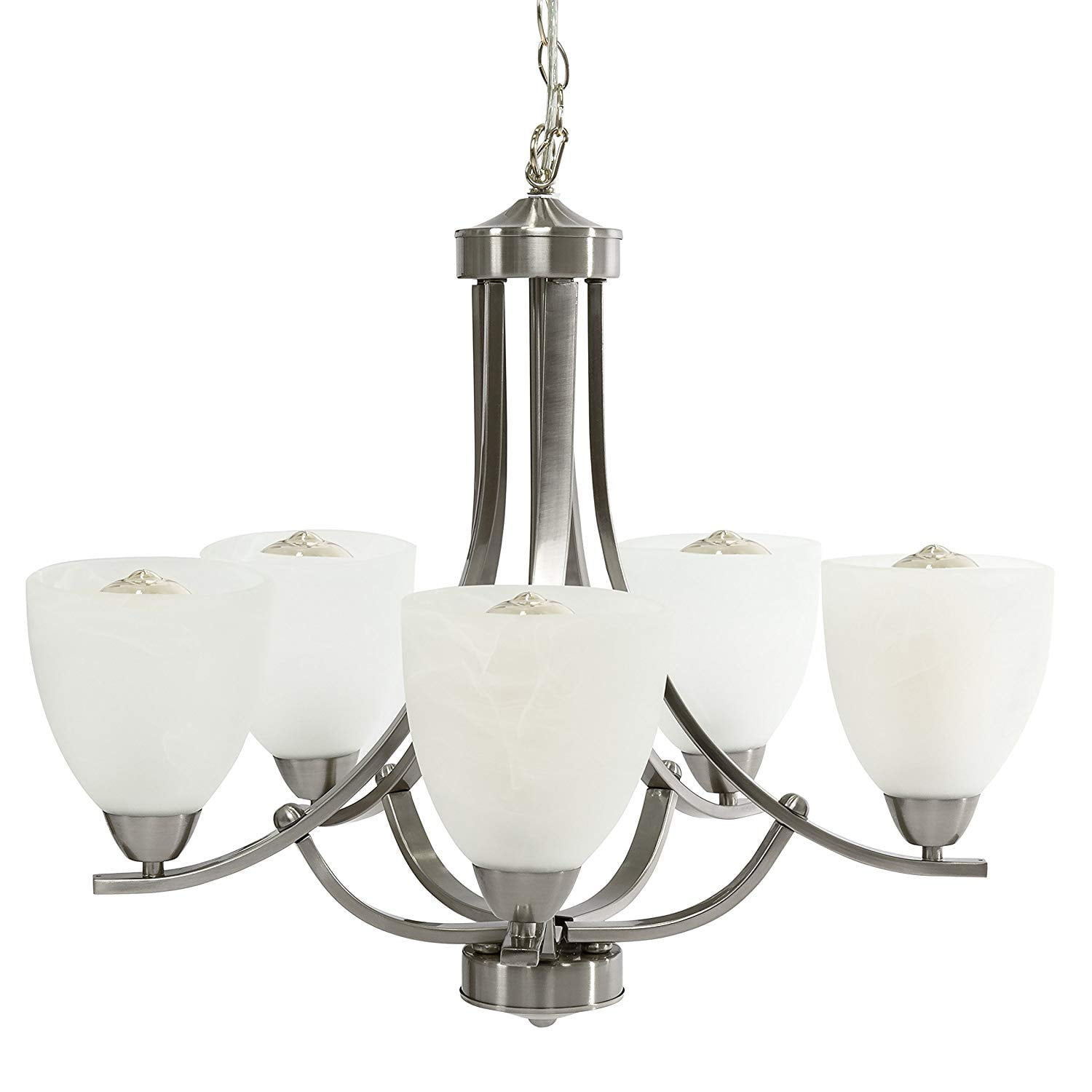 Best Choice Products 22in 5-Light Brushed Nickel Modern Chandelier ...