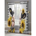 Abstract Farm Cow Sunflower Chiffon Sheer Curtains 84 Inches Long ...